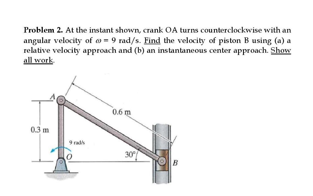 Solved At the instant shown, crank OA turns counterclockwise | Chegg.com