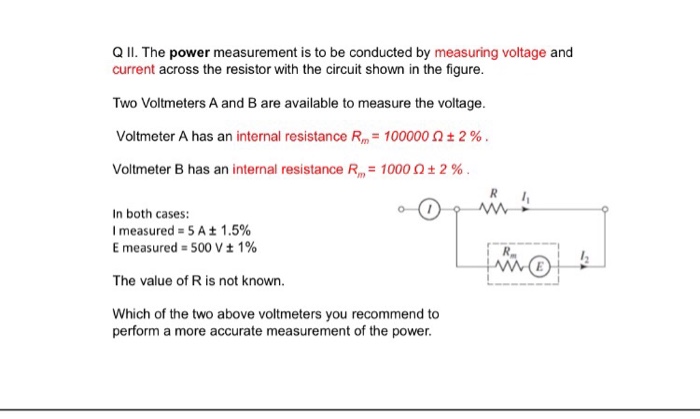 Solved The power measurement is to be conducted by measuring | Chegg.com