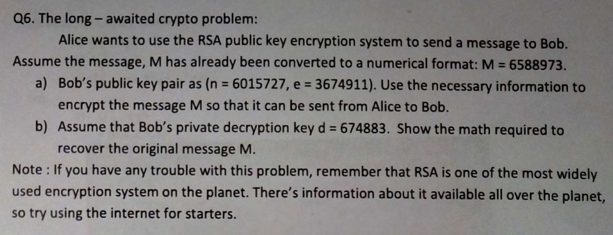 Solved Alice wants to use the RSA public key encryption | Chegg.com