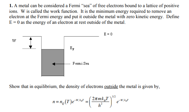 Solved 1. A metal can be considered a Fermi "sea" of free | Chegg.com