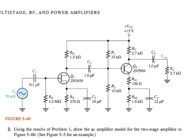 Solved +VDD +15 V RD 3.3 ㏀ RG Rs 1.0kΩ FIGURE 4-77 12. | Chegg.com