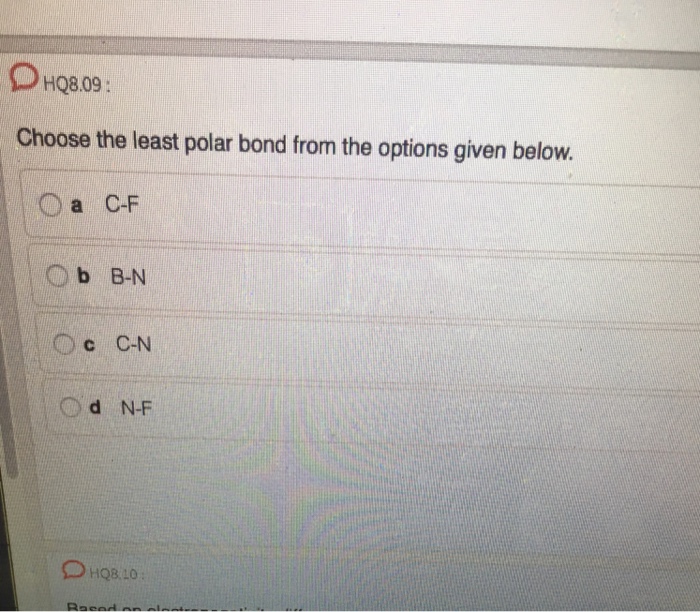Solved Choose The Least Polar Bond From The Options Given