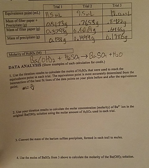Solved Trial 1 Trial 2 Trial 3 Equivalence point (mL) | Chegg.com