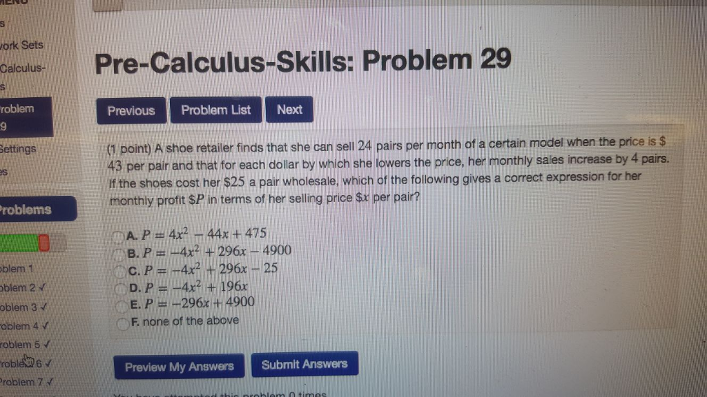 vork Sets Pre-Calculus-Skills: Problem 29 roblem | Chegg.com