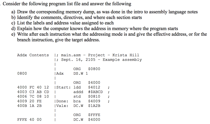 Consider the following program list file and answer | Chegg.com