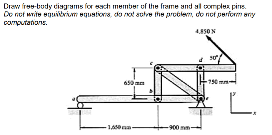 Solved Draw free-body diagrams for each member of the frame | Chegg.com