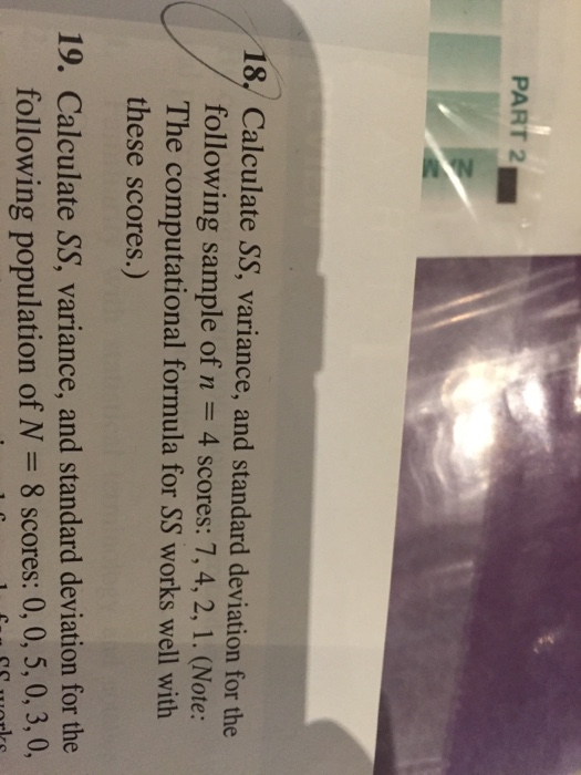 Calculate SS, variance, and standard deviation for | Chegg.com