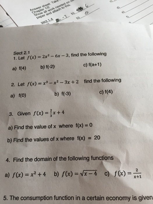 1. Let f(x) = 2x^2 - 6x -3, find me following 2. Let | Chegg.com 1. Let f(x) = 2x^2 - 6x -3, find me following 2. Let | Chegg.com