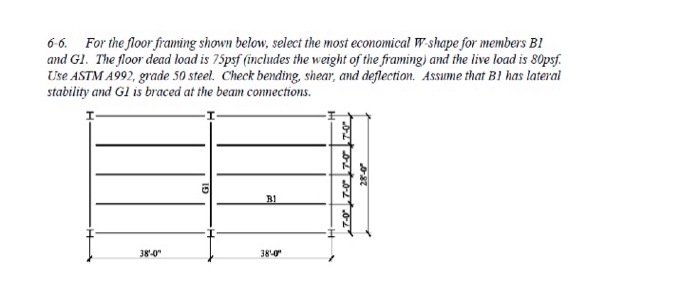 Solved For the floor framing shown below, select the most | Chegg.com