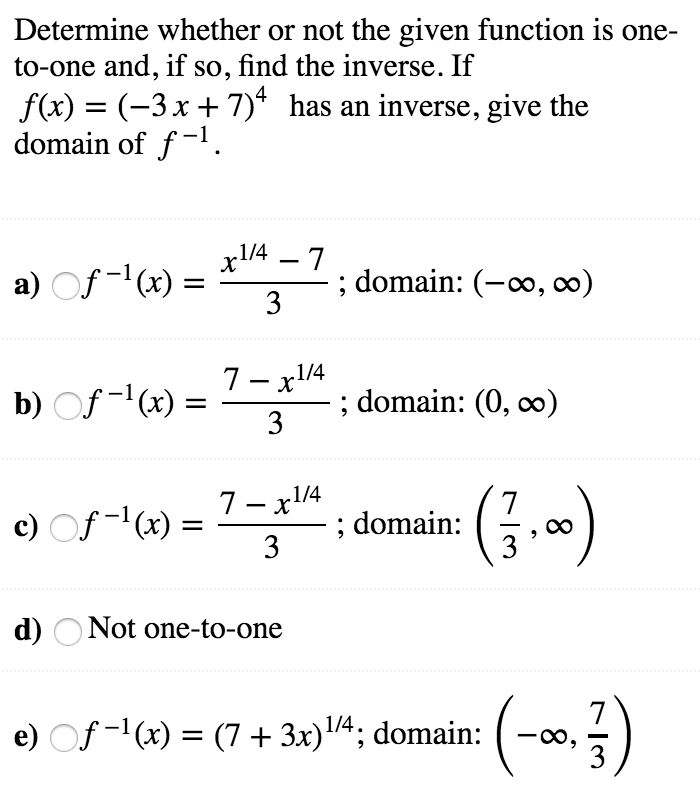 Solved Determine whether or not the given function is one- | Chegg.com