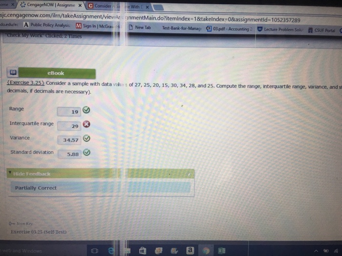Solved Consider a sample with data values of 27, 25, 20, 15, | Chegg.com
