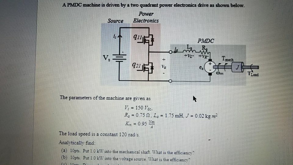 Solved A PMDC machine is driven by a two quadrant power | Chegg.com