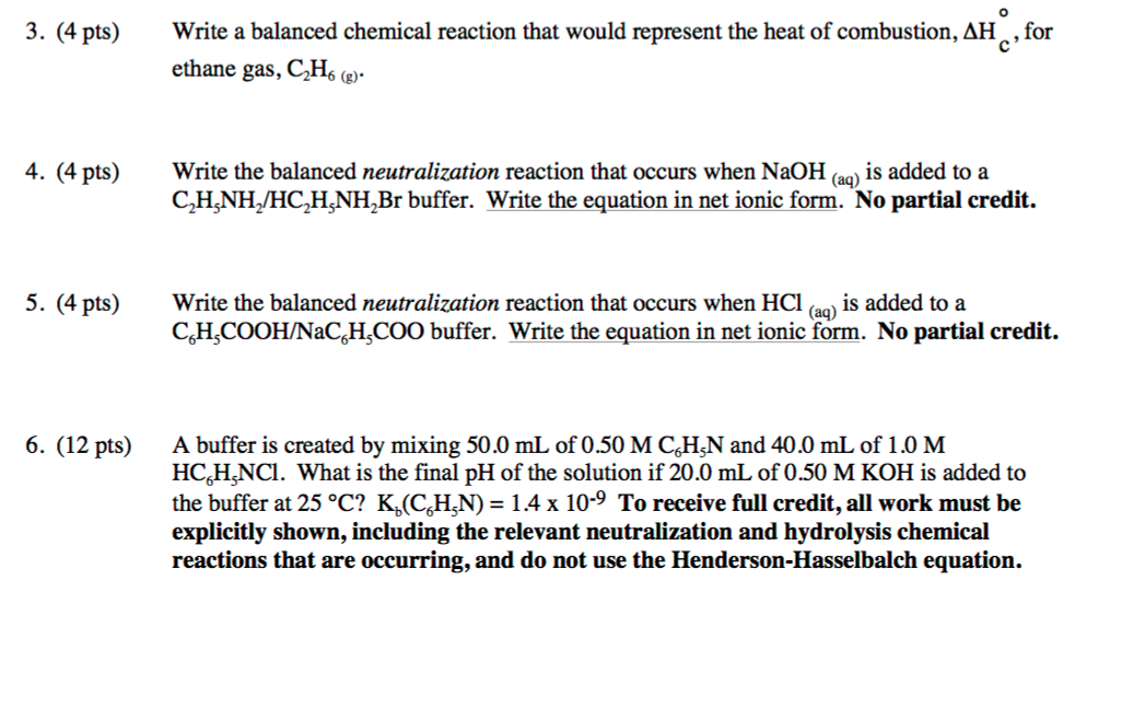 Solved Write a balanced chemical reaction that would | Chegg.com