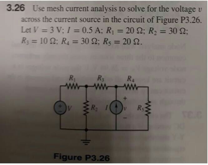 Solved Use mesh current analysis to solve for the voltage v | Chegg.com
