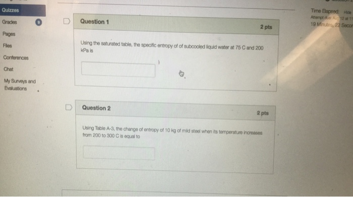 Solved Using the saturated table, the specific entropy of of | Chegg.com