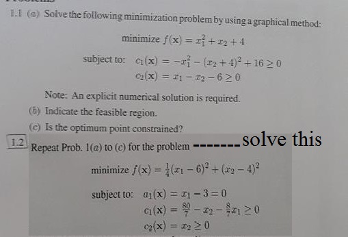 Solved 11 A Solve The Following Minimization Problem By