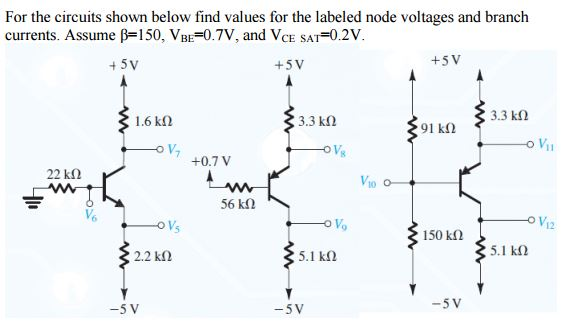 Solved For the circuits shown below find values for the | Chegg.com