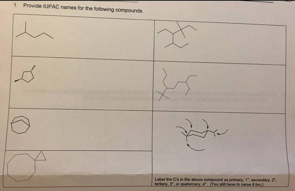 Solved Provide IUPAC names for the following compounds. | Chegg.com