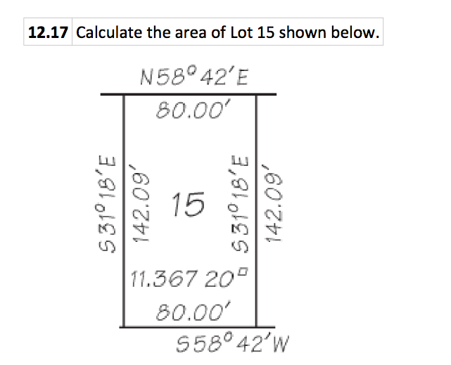 Solved Calculate the area of Lot 15 shown below. | Chegg.com