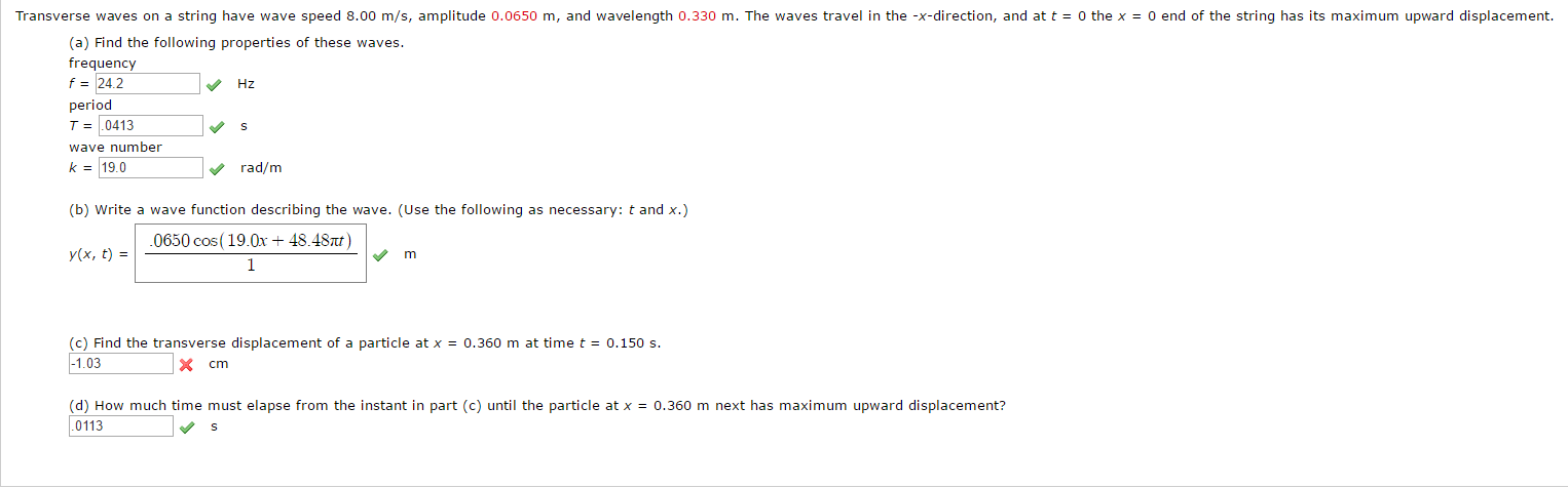 Solved Transverse waves on a string have wave speed 8.00 | Chegg.com