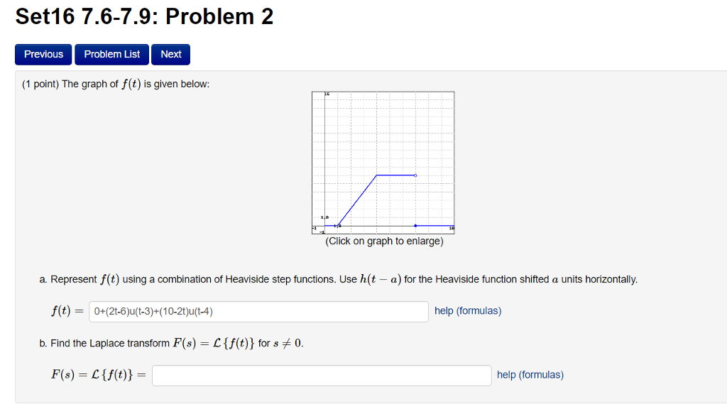 Solved The graph of f(t) is given below: a. Represent f(t) | Chegg.com