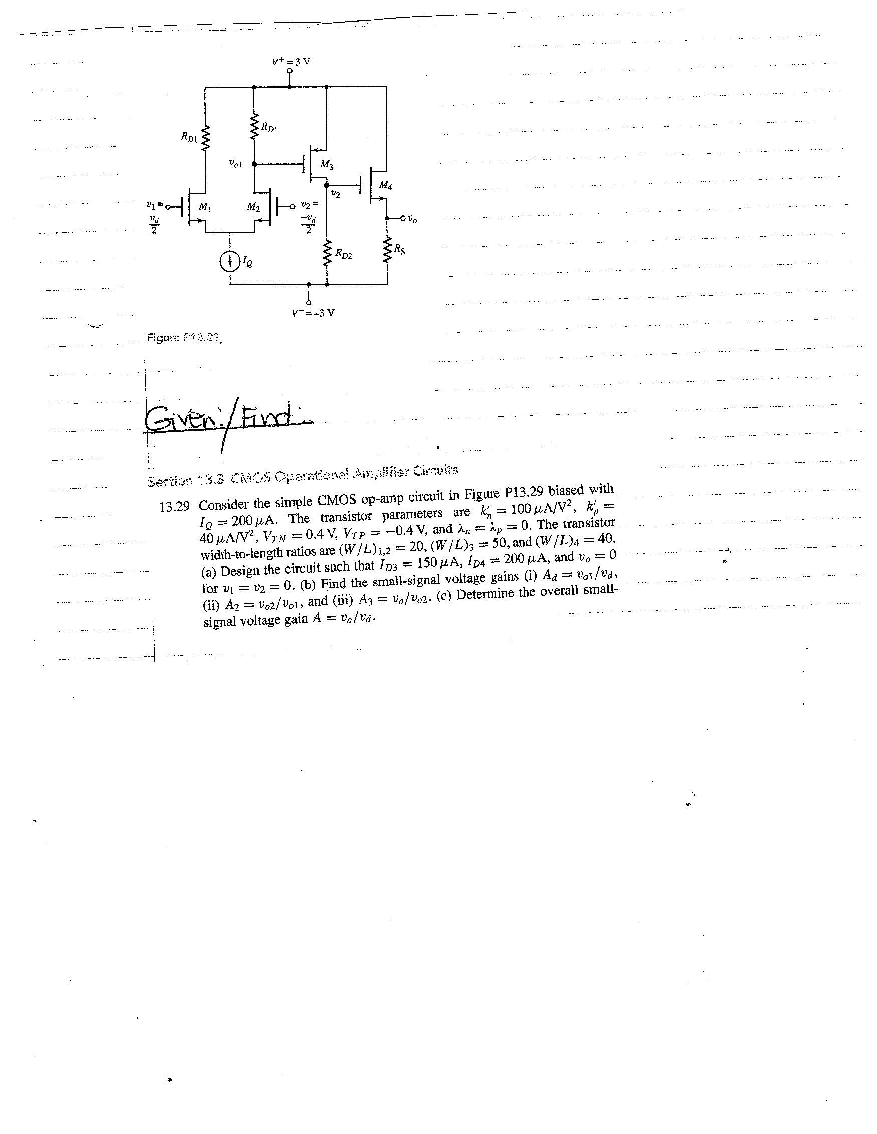 Consider the simple CMOS op-amp circuit in Figure | Chegg.com