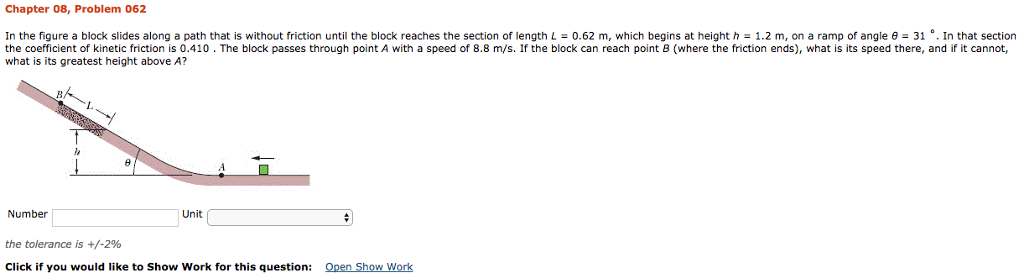 Solved In the figure a block slides along a path that is | Chegg.com