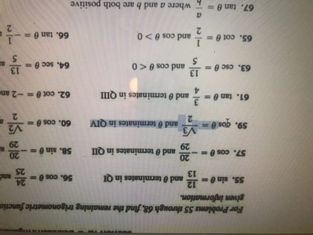 Solved number 59. cos theta= square root 3/2. and theta | Chegg.com