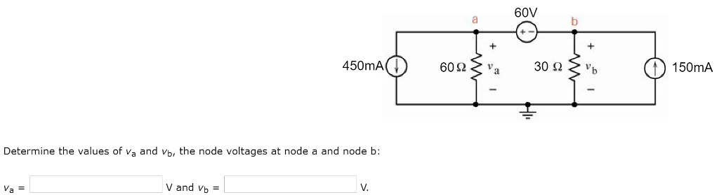 Solved Determine the values of va and vb, the node voltages | Chegg.com