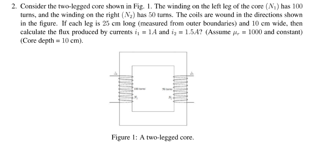 Solved 2. Consider the two-legged core shown in Fig. 1. The | Chegg.com