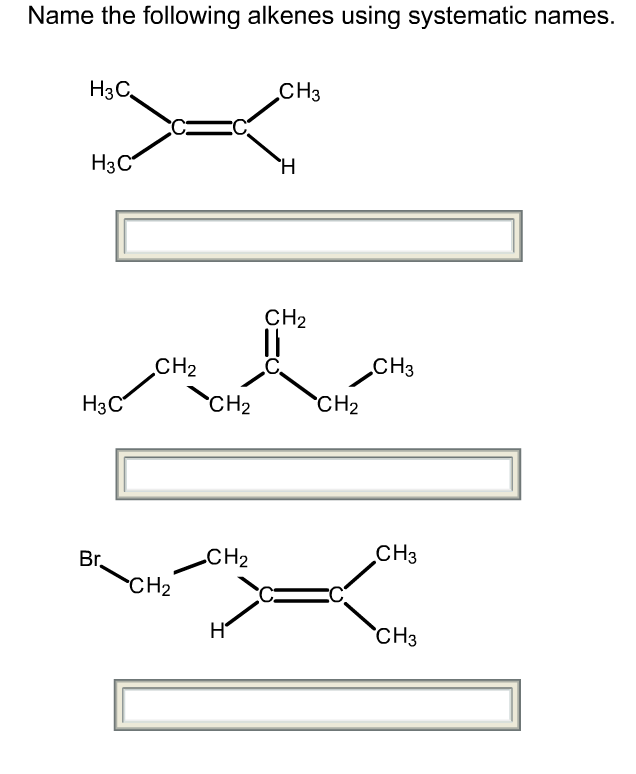 Solved Name the following alkenes using systematic names. | Chegg.com