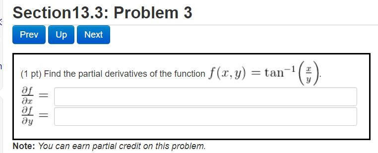 Solved Section13.3: Problem 3 Prev Up Next 1 (y) (1 pt) Find | Chegg.com