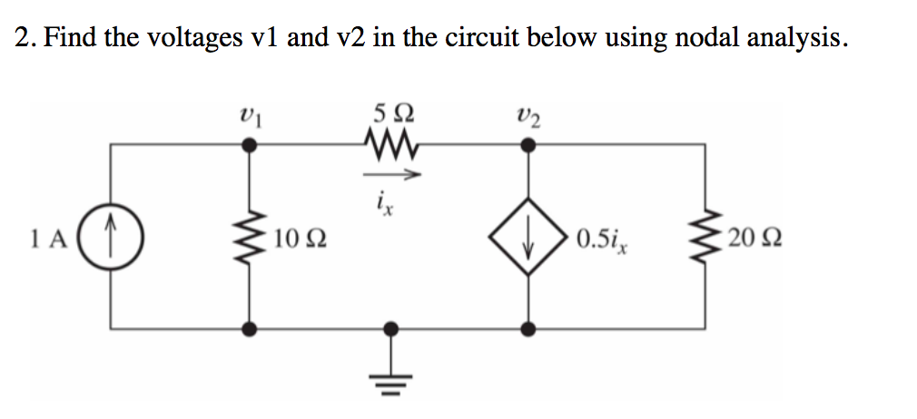 Solved Find the voltages v1 and v2 in the circuit below | Chegg.com