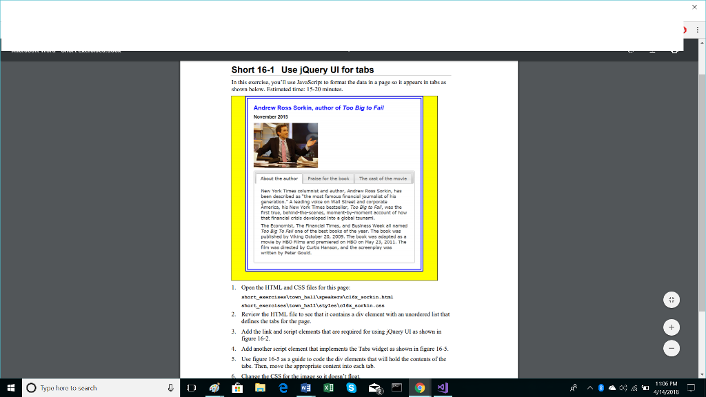 Short 16-1 Use jQuery UI for tabs In this exercise, | Chegg.com