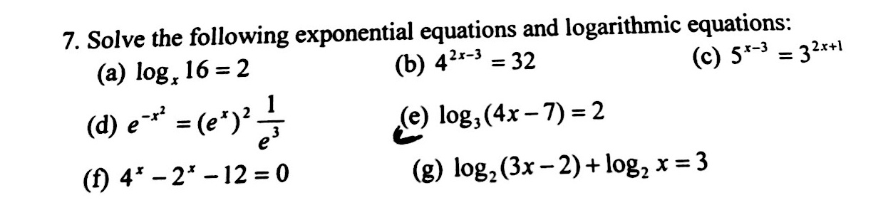 Solved Solve the following exponential equations and | Chegg.com