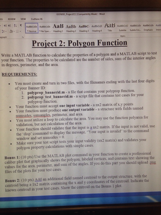 Solved Write a MATLAB function to calculate the properties | Chegg.com