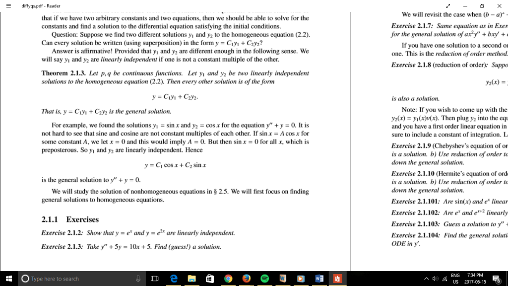 Solved diffyqs.pdf Reader that if we have two arbitrary | Chegg.com