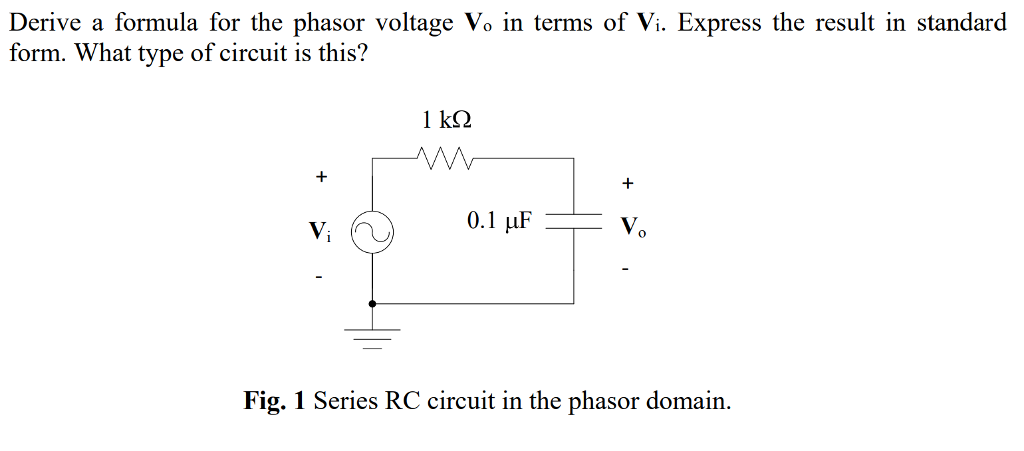 Solved Derive a formula for the phasor voltage Vo in terms | Chegg.com