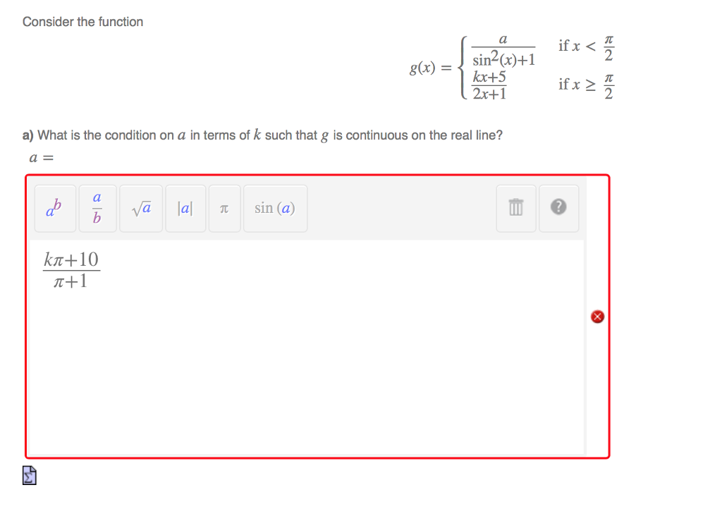 Solved Consider the function 2 x)in ()+1 kx+5 2x+1 ifx 〉 프 2 | Chegg.com