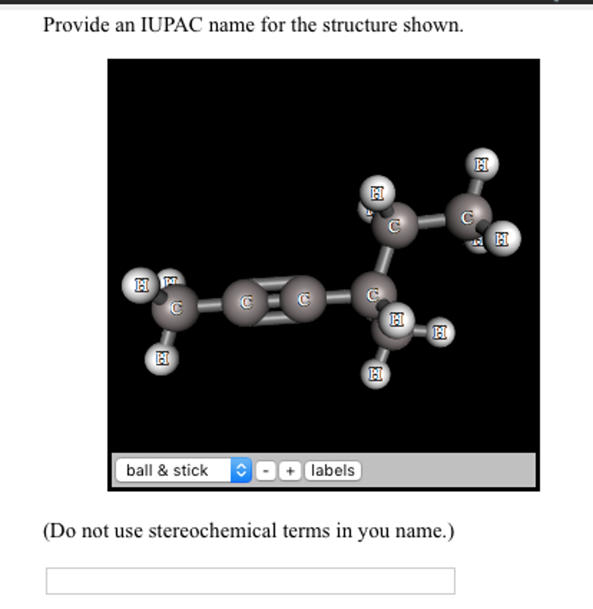 Provide an IUPAC name for the structure shown ball & | Chegg.com