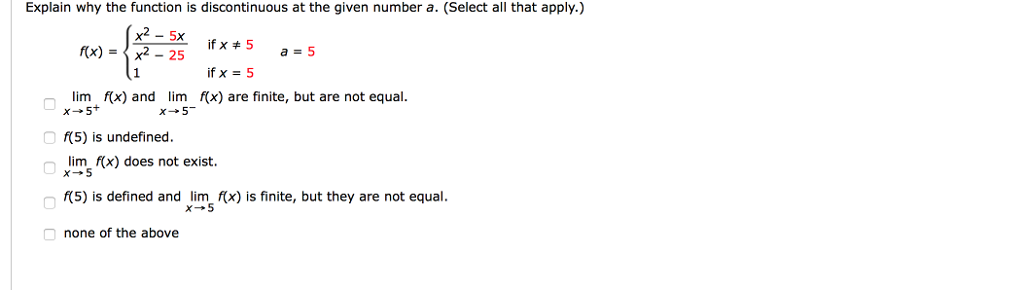 Solved Explain why the function is discontinuous at the | Chegg.com