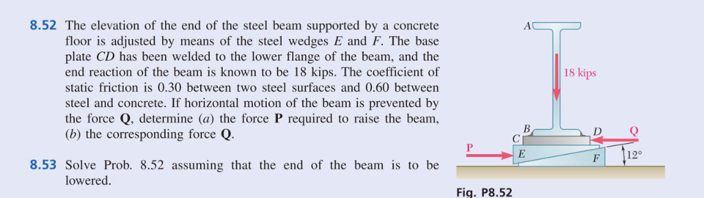 Solved 8.52 The elevation of the end of the steel beam | Chegg.com