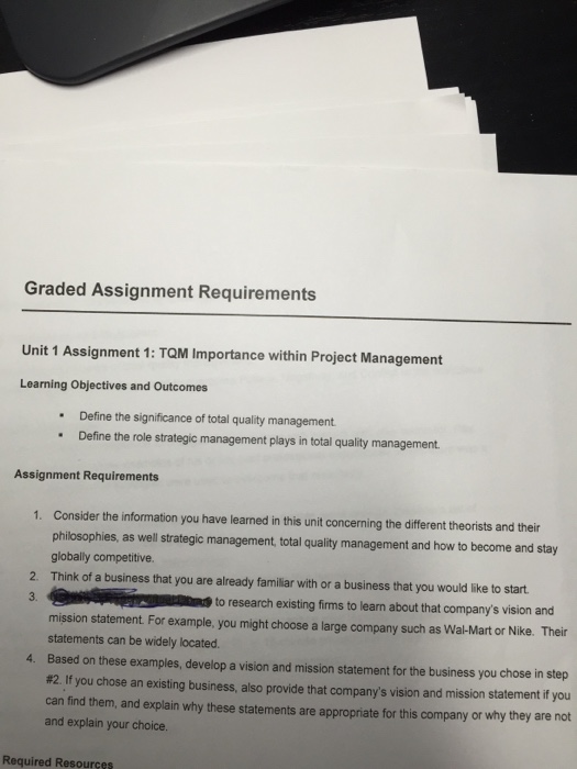 Graded Assignment Requirements Unit 1 Assignment 1: | Chegg.com
