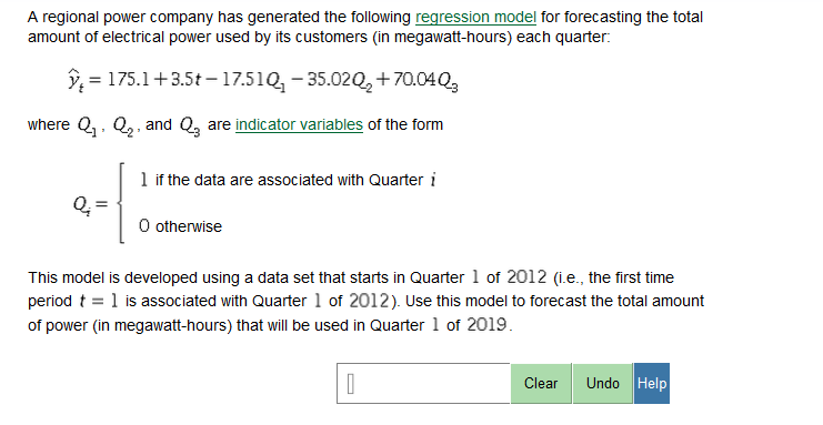 Solved A regional power company has generated the following | Chegg.com