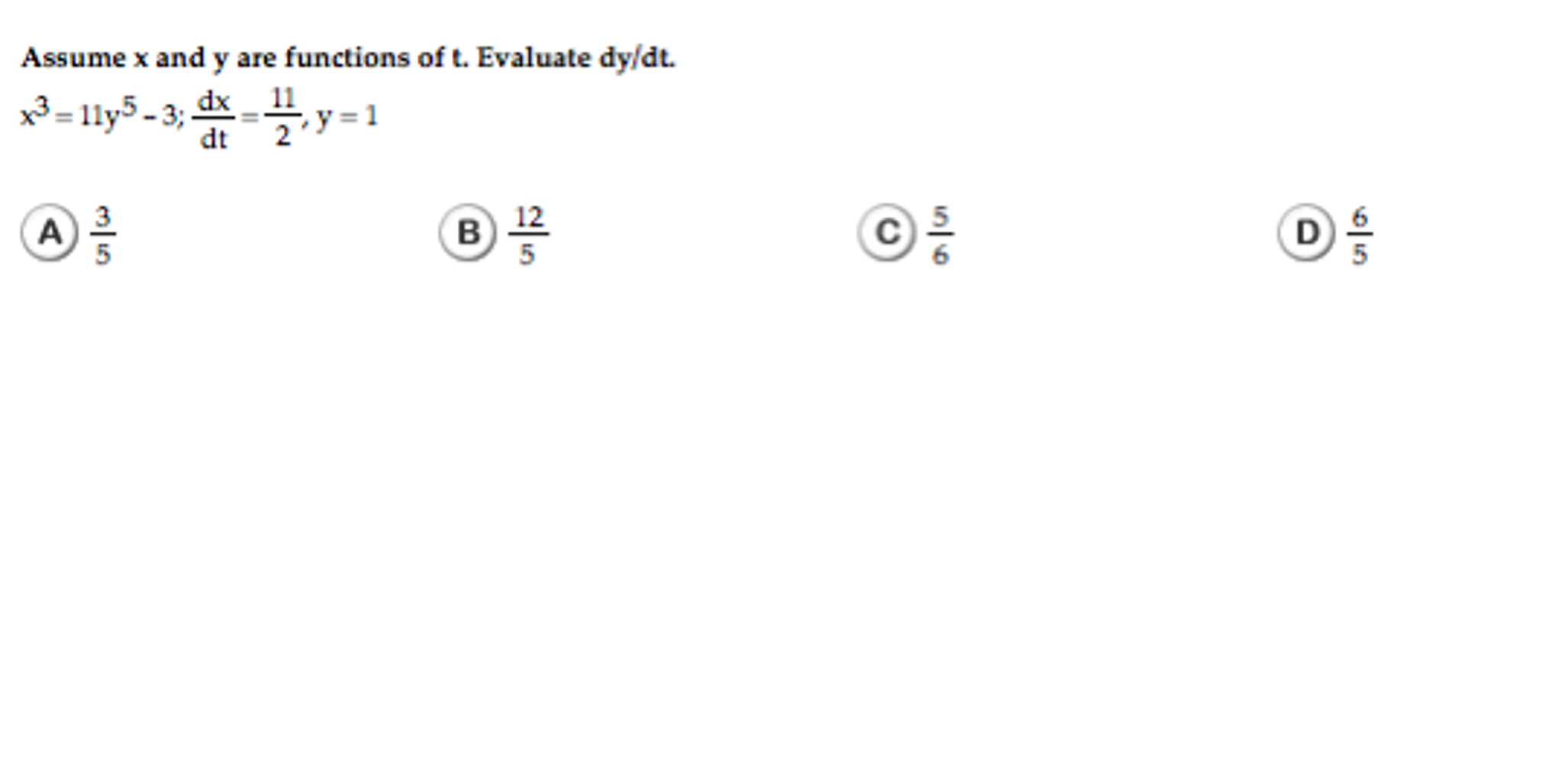 Solved Assume x and y are functions of t. Evaluate dy/dt | Chegg.com
