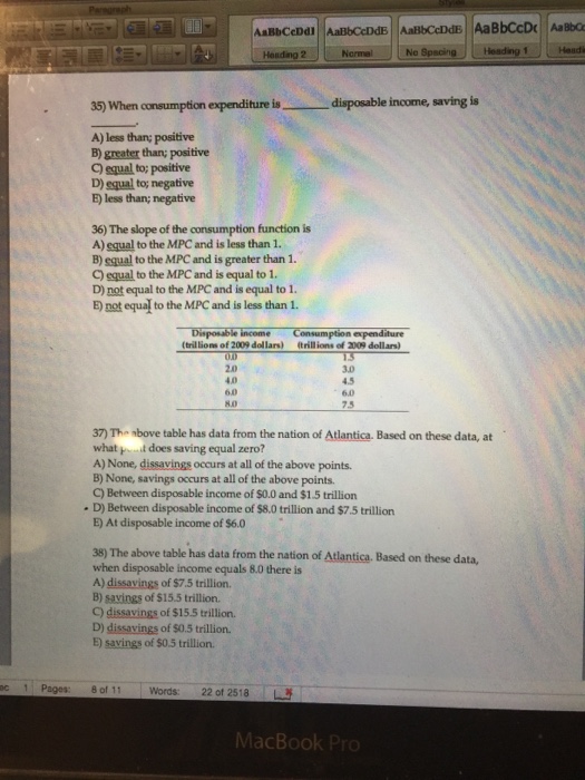 Solved When consumption expenditure is disposable income, | Chegg.com