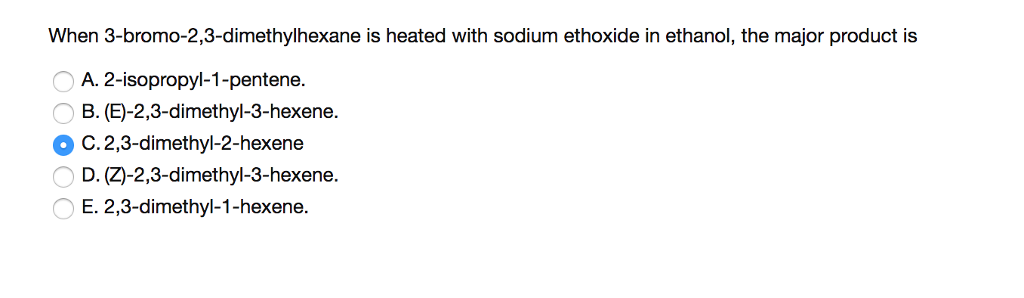 Solved When 3-bromo-2,3-dimethylhexane is heated with sodium | Chegg.com