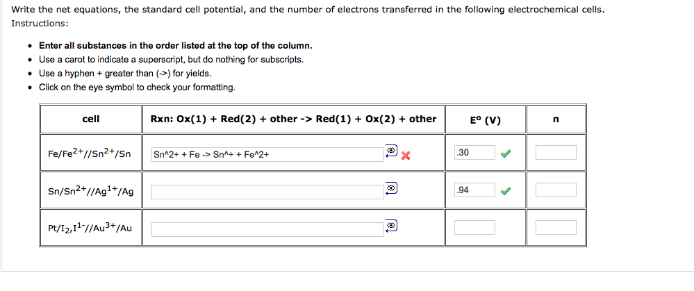 Solved Write the net equations, the standard cell potential, | Chegg.com
