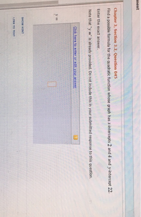 Solved Find a possible formula for the quadratic function | Chegg.com