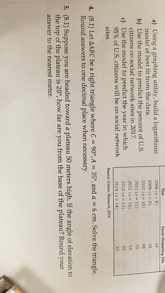 Solved a) Using a graphing utility, build a logarithmic b) | Chegg.com
